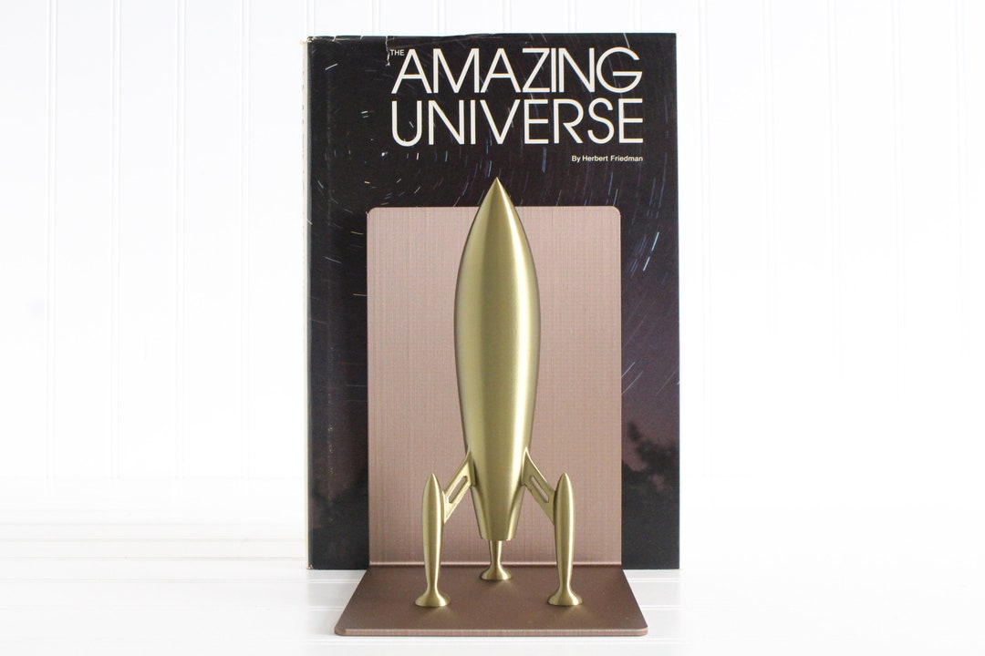 Rocket Ship Bookend, Handmade Spaceship, Outerspace Space Age, Brass ...