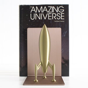 Rocket Ship Bookend, Handmade Spaceship, Outerspace Space Age, Brass ...