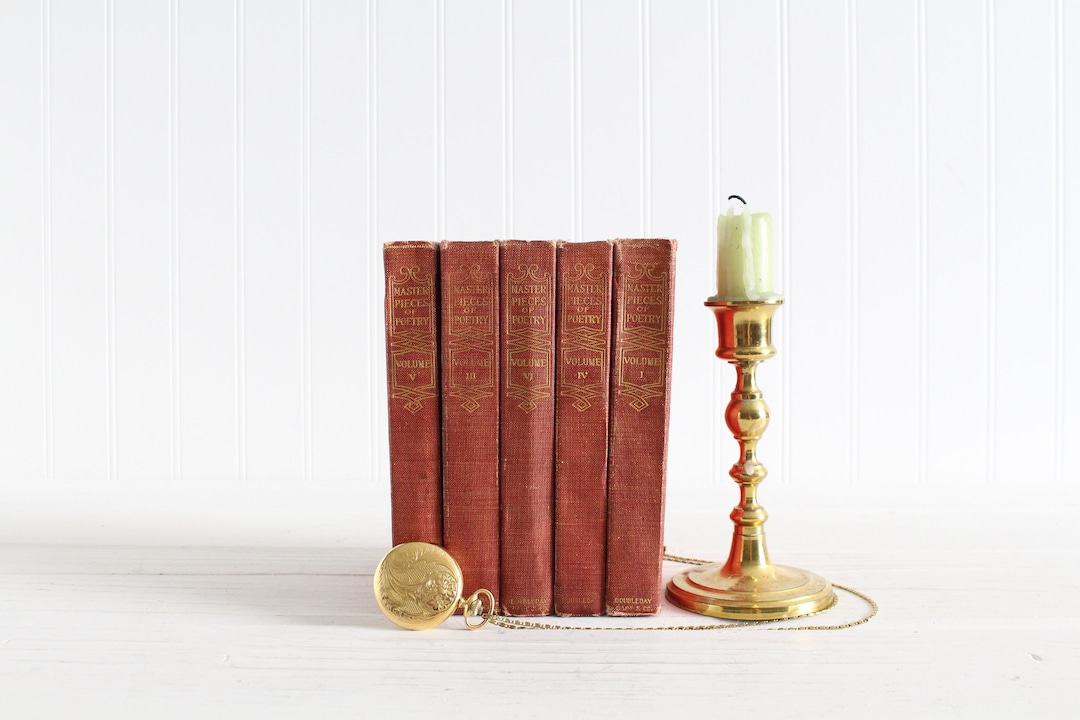 Vintage Red and Gold Book Set Antique Books for Display Dark - Etsy
