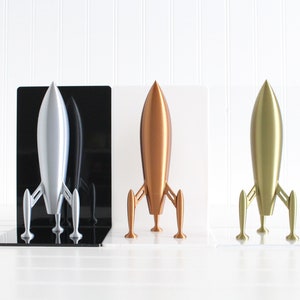 Rocket Ship Bookend, Handmade Spaceship, Outerspace Space Age, Brass ...