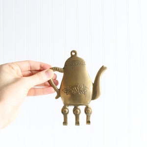 Vintage Brass Teapot Key Rack, Coffee Pot Key Holder, Tea Kettle Key ...