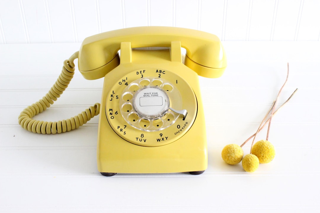 Vintage Yellow Rotary Phone, Dial Telephone, Western Electric Bell ...