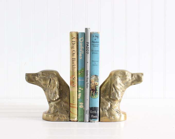 Vintage Brass Dog Bookends, Mid Century Bookshelf Decor - Etsy