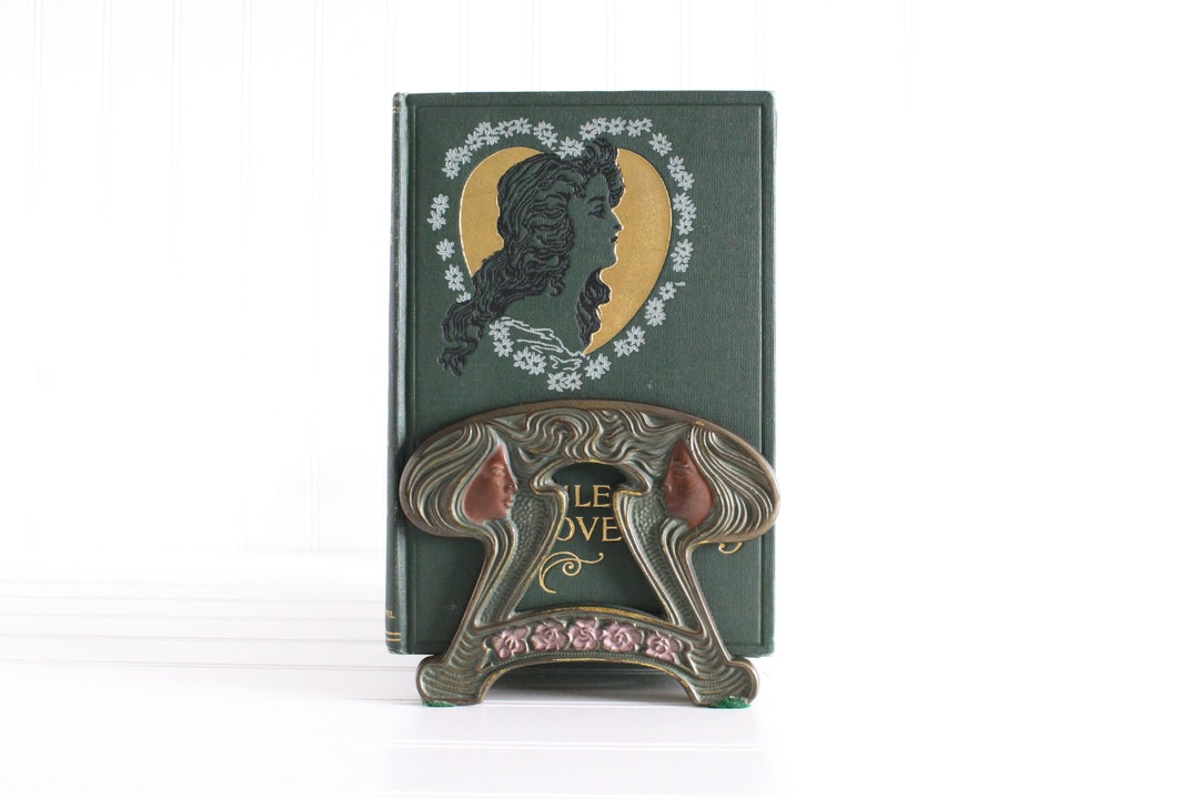 Vintage Art Nouveau Brass Book Rack, Expandable Book Rack, Brass ...