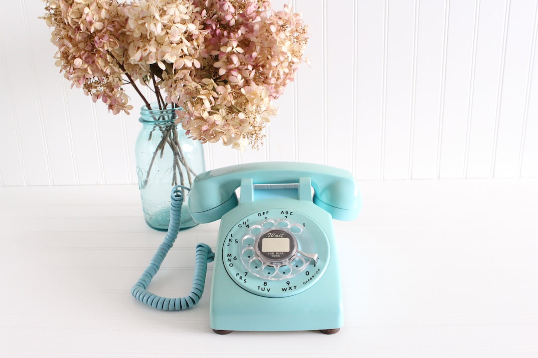 Vintage Light Blue Rotary Phone, Dial Telephone, 1960s Robin's Egg Blue ...