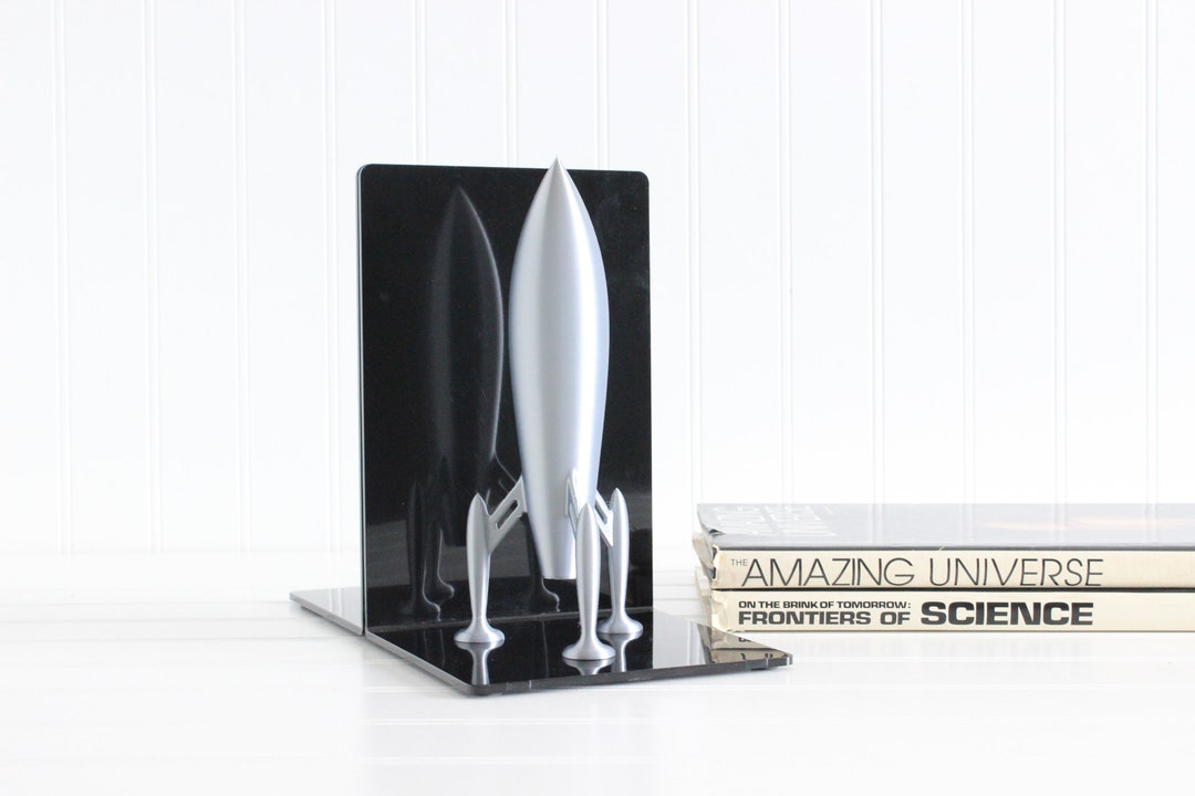 Rocket Ship Bookend, Outerspace, Astronomy Astronaut, Bookshelf Decor ...