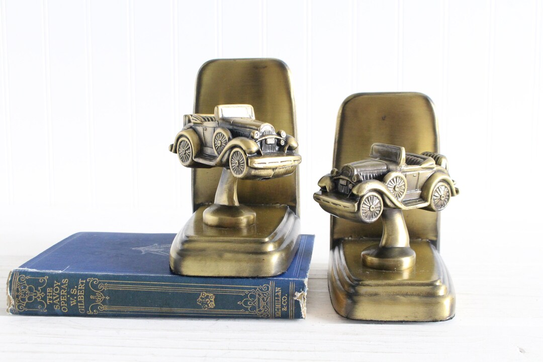 Vintage Brass Car Bookends, Ford Model A, Roadster, Transportation Home ...