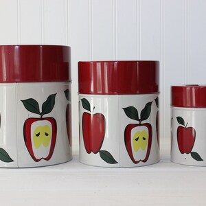 Vintage Apple Kitchen Canisters, Red Kitchen Canisters, Country Kitchen ...