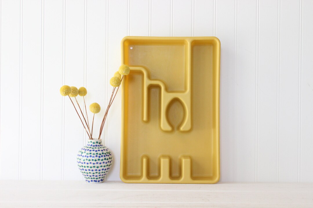 Vintage Yellow Utensil Organizer, Rubbermaid Plastic Flatware Drawer ...