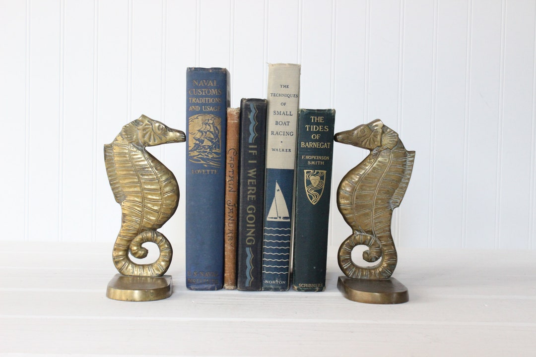 Vintage Brass Seahorse Bookends Nautical Home Decor Beach - Etsy