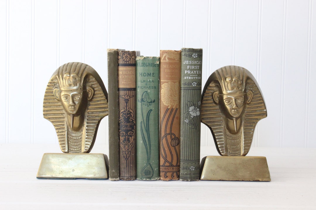 Vintage Brass King Tut Bookends, Egyptian Pharaoh - Etsy