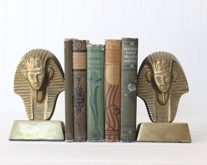 Vintage Brass King Tut Bookends, Egyptian Pharaoh - Etsy