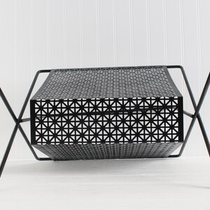 Mid Century Modern Black Metal Magazine Rack, Large Metal Mesh Magazine ...