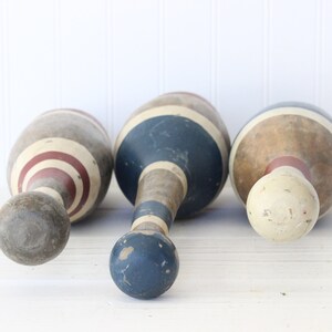 Antique Wooden Juggling Pins, Indian Clubs, Exercise, Red White Blue ...