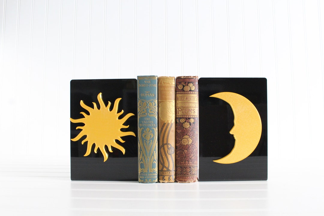 Sun and Moon Bookends, Handmade, Celestial Outerspace, Space Age ...
