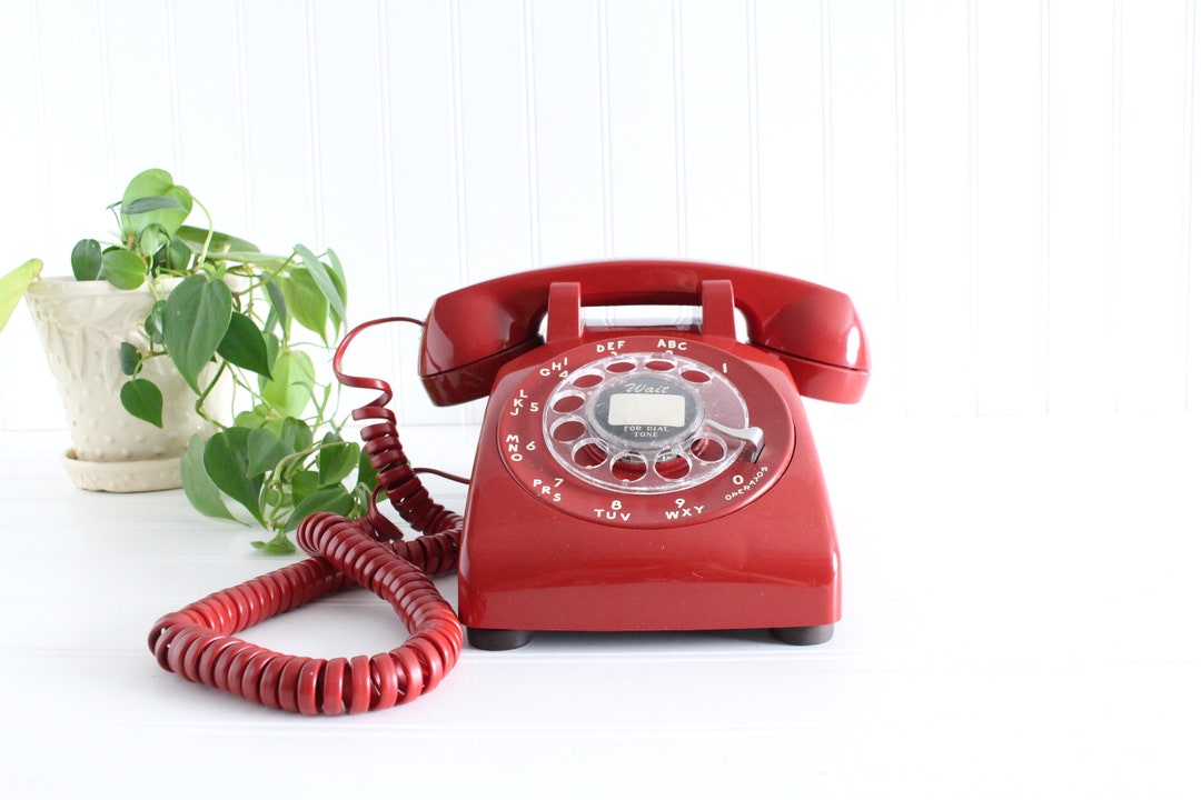 Vintage Red Rotary Phone, Dial Telephone, 1960s - Etsy
