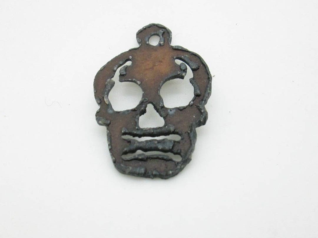 Rustic, Rusty Skull Pendant, Handmade Sugar Skull, Halloween Pendant ...