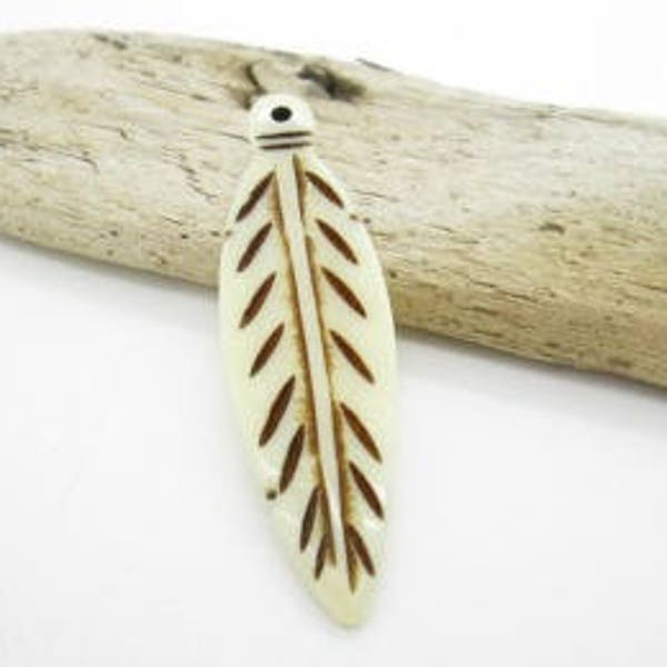 Bone Feather Pendant - Etsy