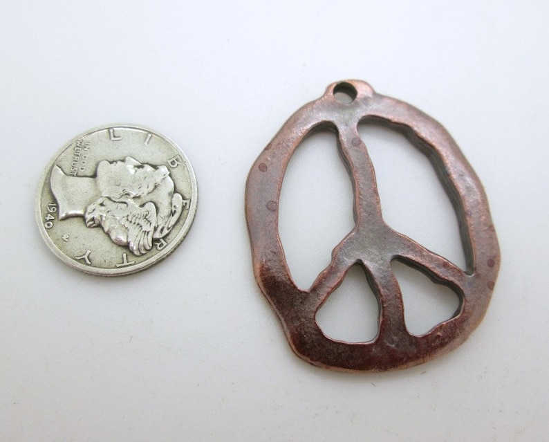 Rustic Copper Peace Sign Pendant, Mykonos Copper Pendant, Peace Pendant ...