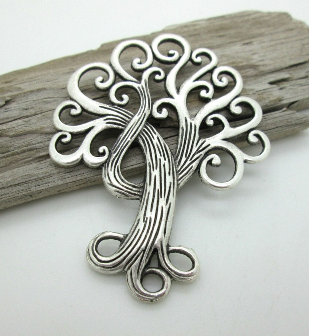 Large Silver Tree of Life Pendant, Tree of Life Swirl Pendant, Silver ...