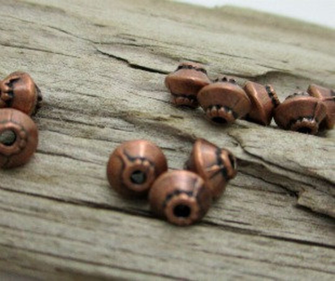 Copper Spacer Bead, Lantern Spacer Bead, Small Spacer Bead, Rustic ...
