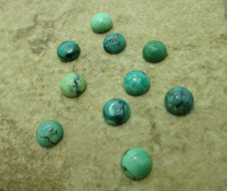 Round Turquoise Cabochon, Tibetan Turquoise Cab, 4mm Round Cab, Real ...