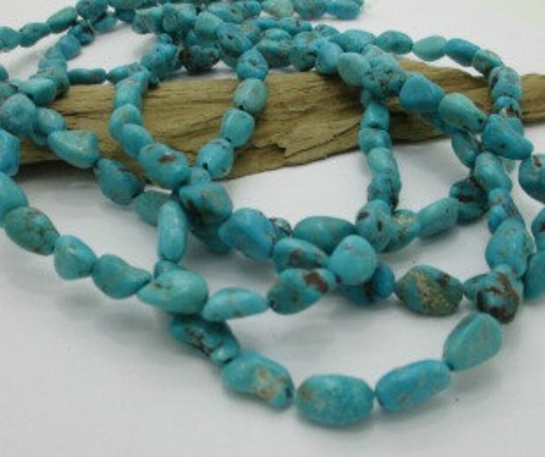 Blue Turquoise Nugget Bead, Chinese Turquoise, Oval Nugget Bead, 8-12x6 ...
