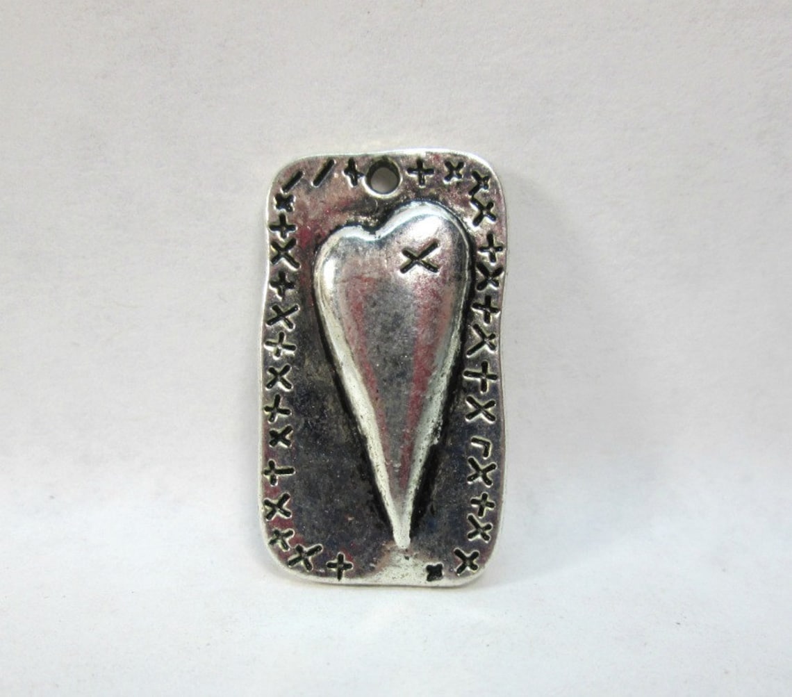 Antiqued Pewter Rustic Southwestern Heart Pendant Charm 27x16 | Etsy