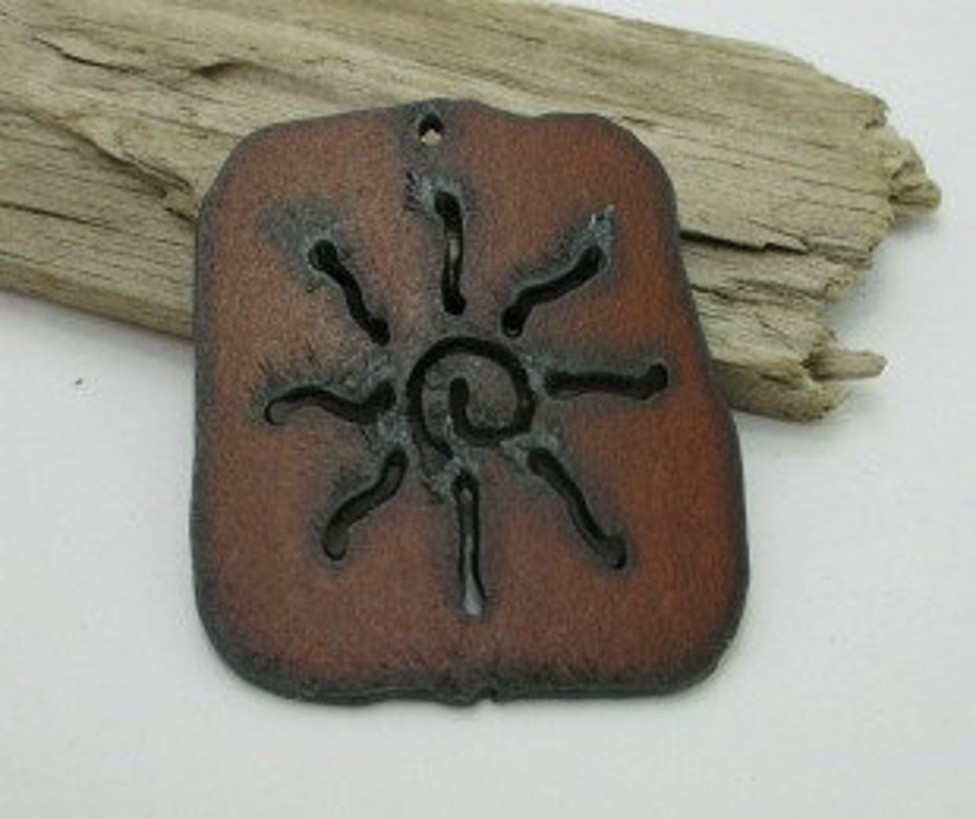 Petroglyph Sun Pendant, Rusty Iron Sun, Southwest Sun Pendant, 50x42mm ...