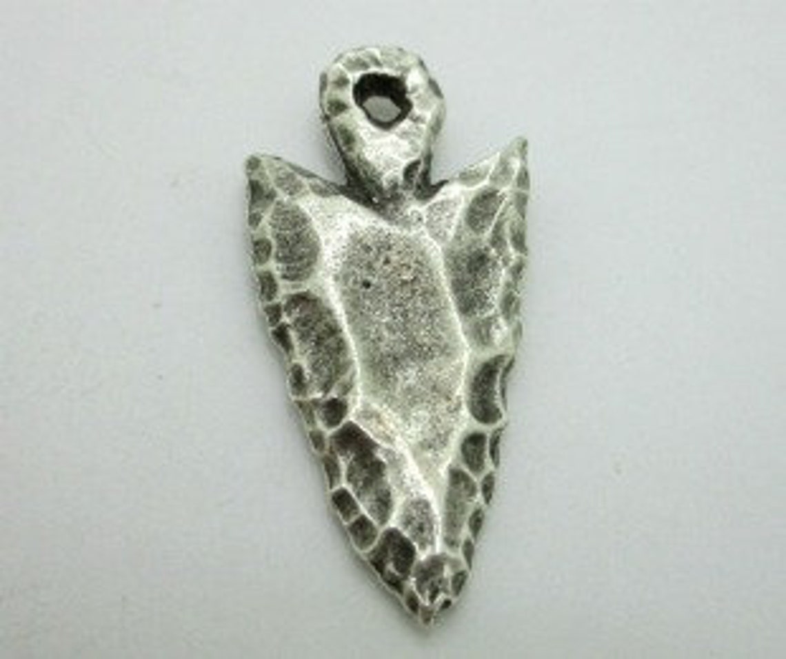 Rustic Silver Arrowhead Pendant Pewter Arrowhead Tribal - Etsy