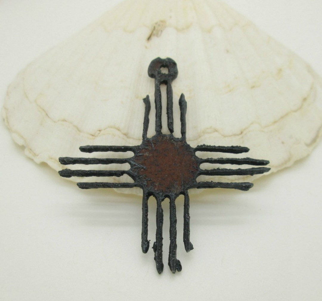 Rustic Zuni Sun Pendant, Iron Sun Pendant, Zia Sun, Hopi Sun, New ...