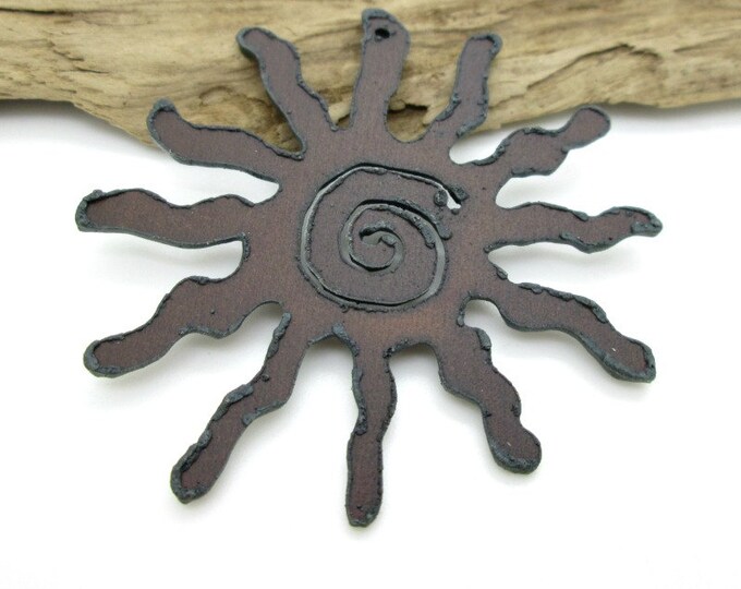 Rustic Sun Spiral Pendant Rusty Iron Sun Sun Petroglyph - Etsy