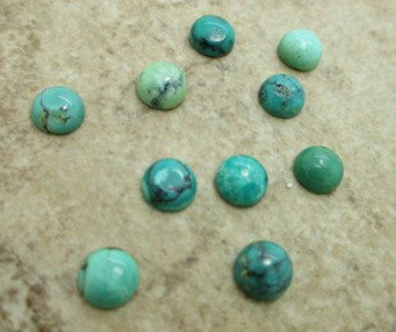 Round Turquoise Cabochon, Tibetan Turquoise Cab, 4mm Round Cab, Real ...