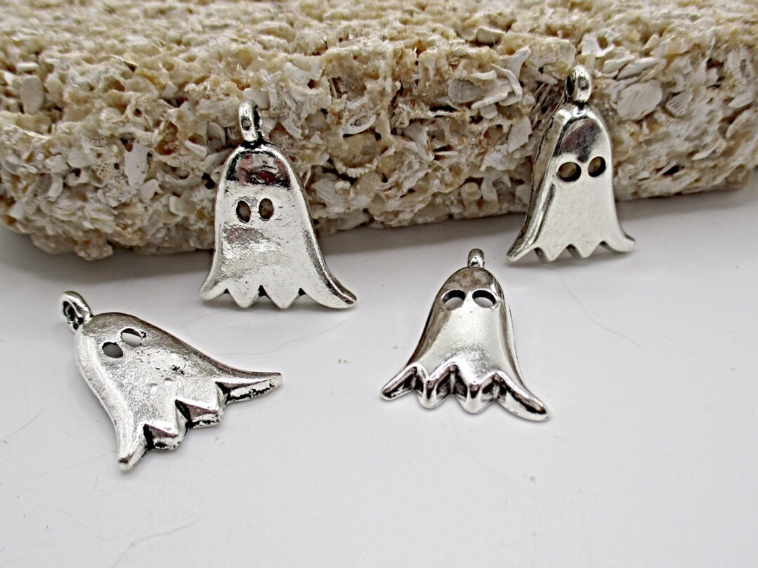 Ghost Charm, Halloween Ghost, Silver Ghost Charm, 20x9mm (4 per Order ...