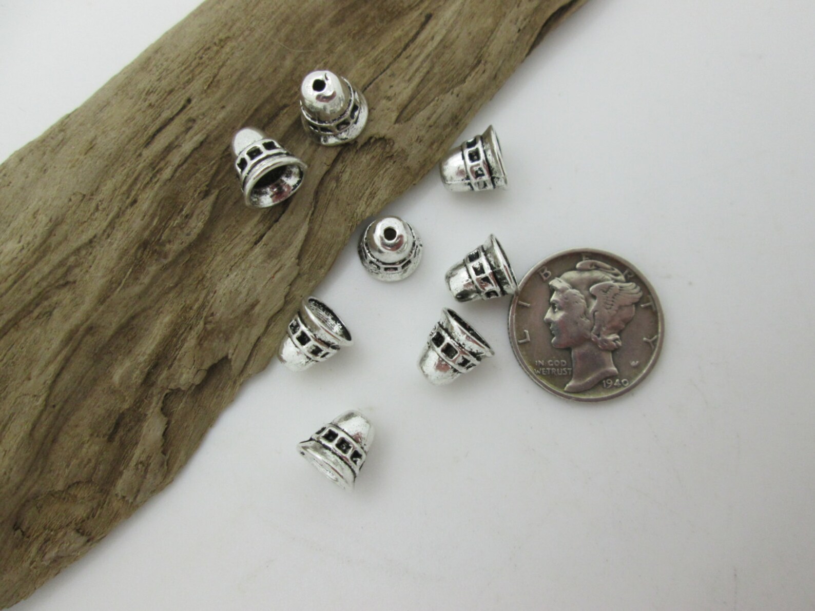 Rustic Silver Pewter Bead Cap, 8x7mm, (10) - Etsy