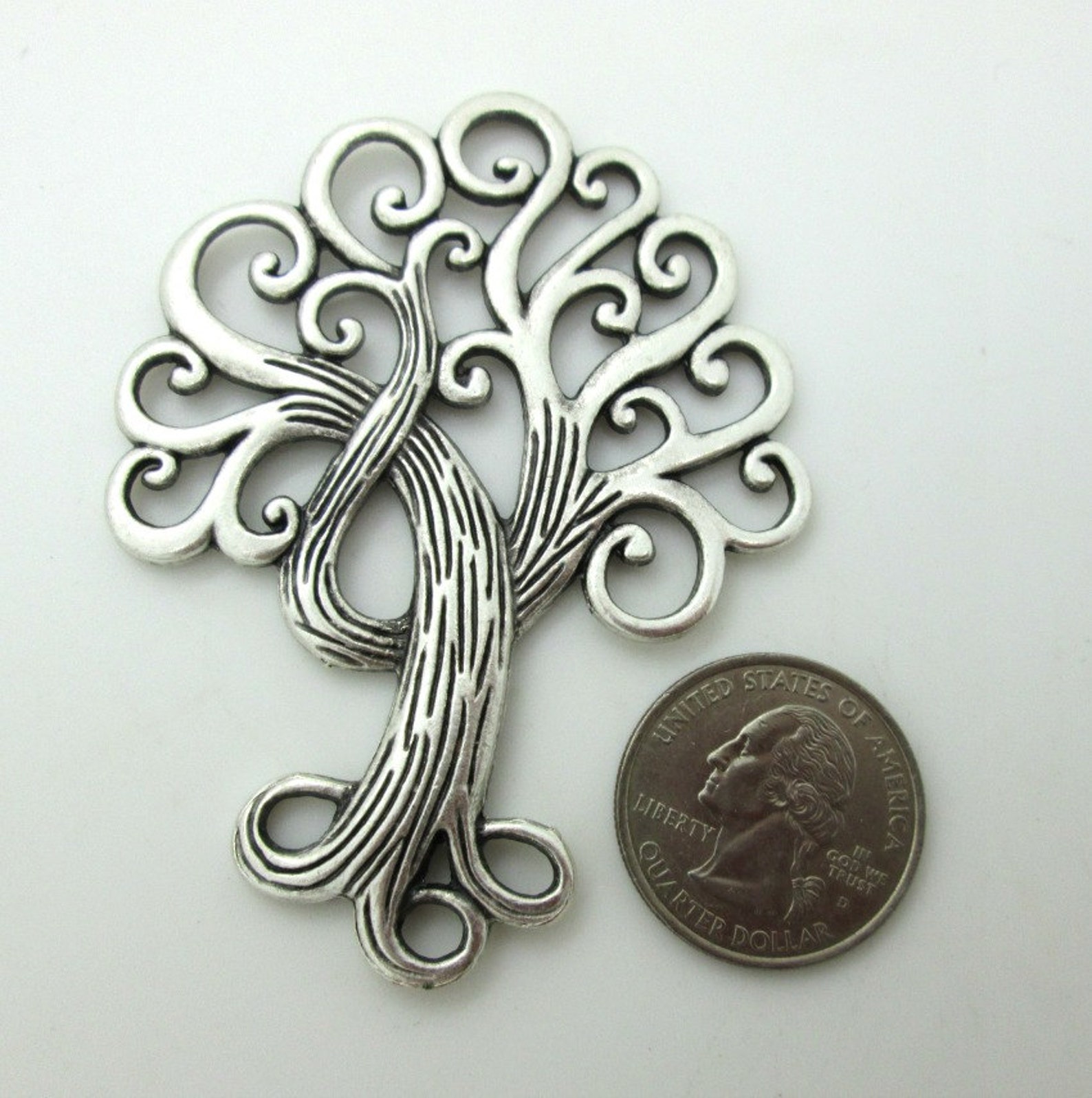 Large Silver Tree of Life Pendant, Tree of Life Swirl Pendant, Silver ...
