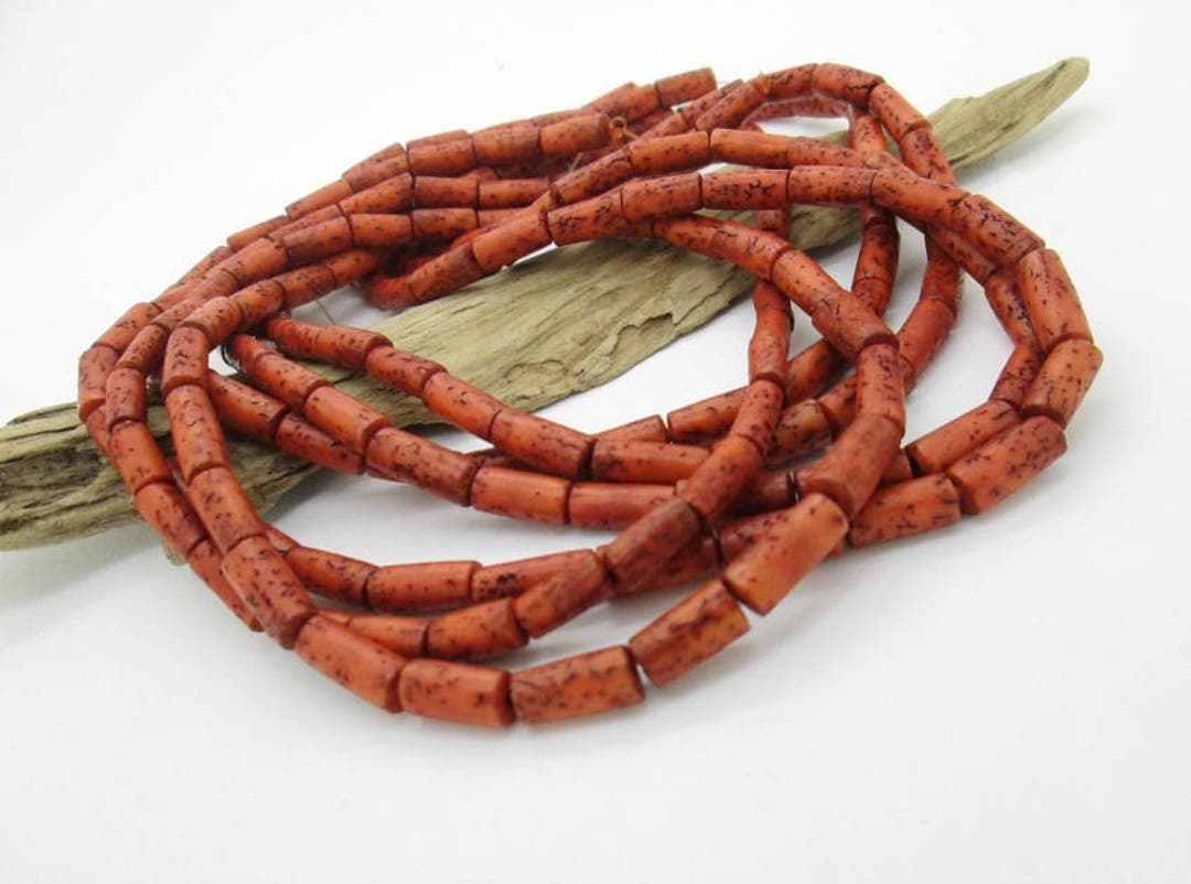 Orange Brown Salwag Seed Tube Bead, Natural Seed Bead, 20x6mm (16 ...