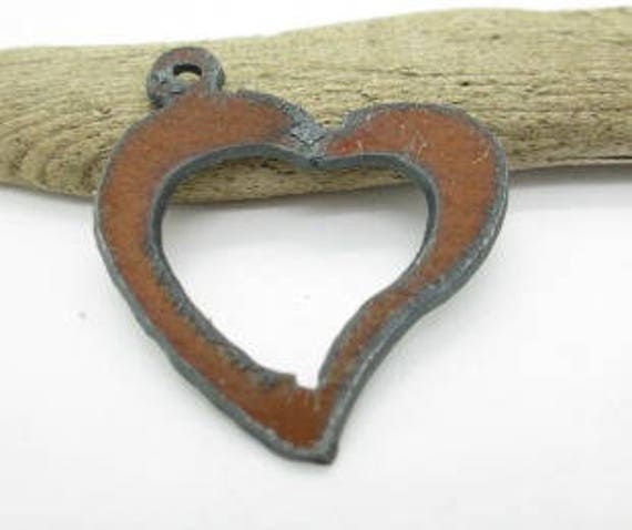 Rustic Heart Pendant Whimsical Heart Rusty Iron Heart Open | Etsy