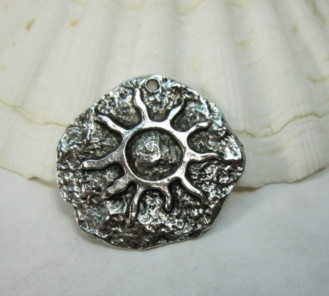 Pewter Sun Pendant, Petroglyph Tribal Pendant, 29mm - Etsy