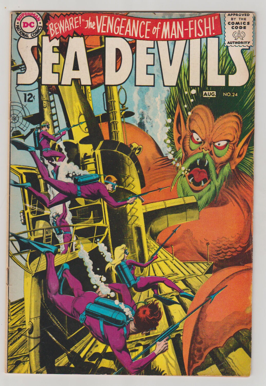 Sea Devils Vol 1, 24, Silver Age Comic Book. VF 7.5. August 1965. DC ...