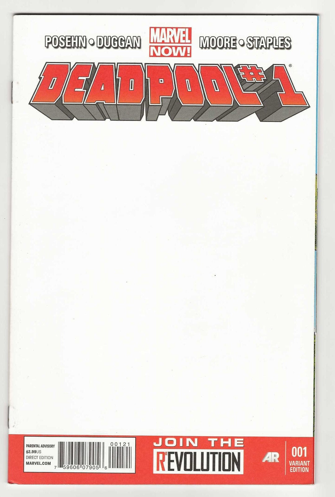 Deadpool #1 Blank Cover Variant Comic Book (VF/NM) - Etsy