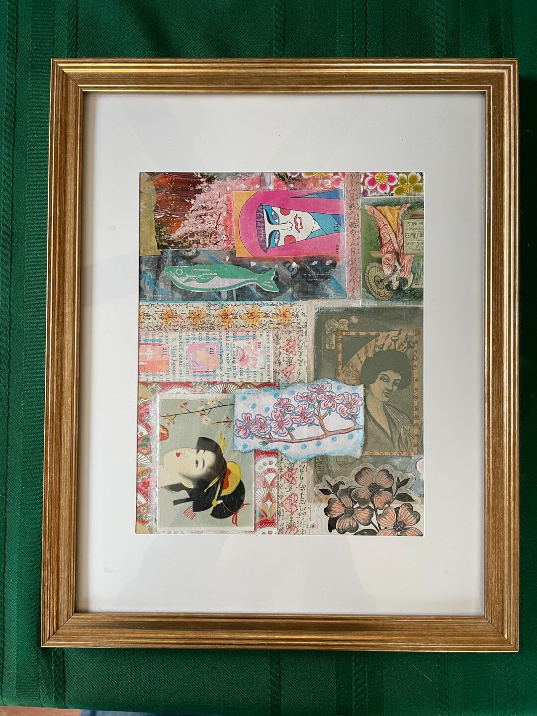 Asian Themed Collage Mixed Media “japanese Turning” Framed Signed ...