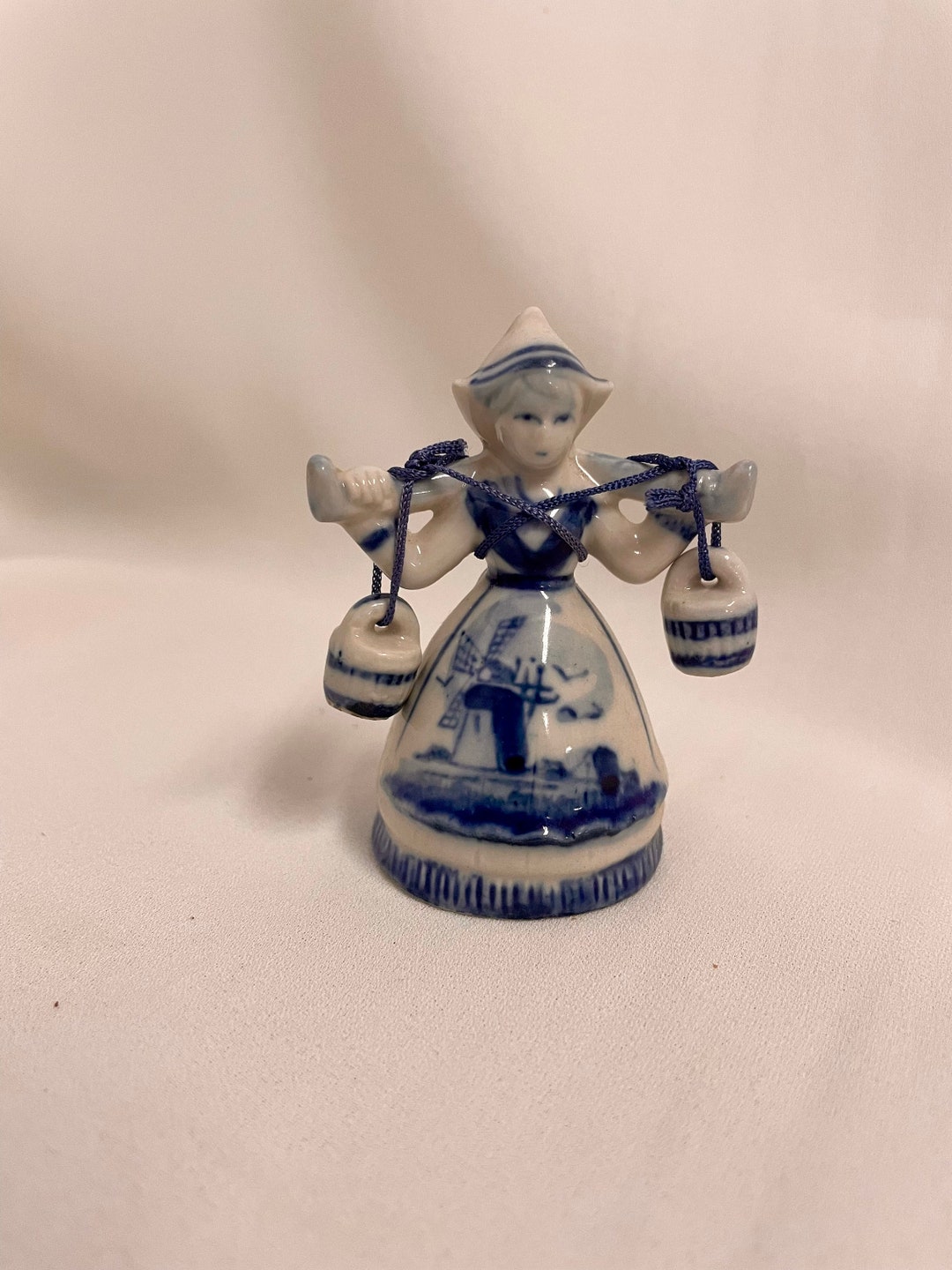 Miniature Delft Milkmaid Figure Woman Girl With Pails Buckets Marked ...