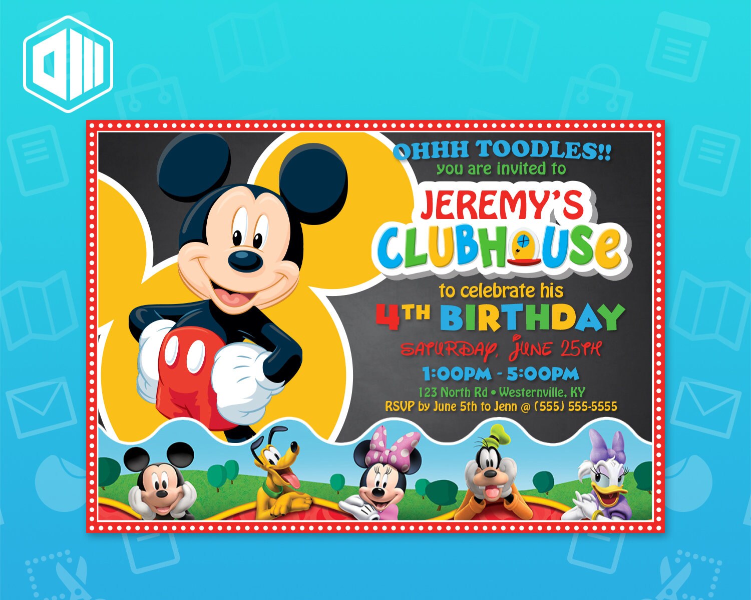 Mickey Mouse Clubhouse Birthday Invitation | 5x7 or 4x6 | 3x5 Thank You ...