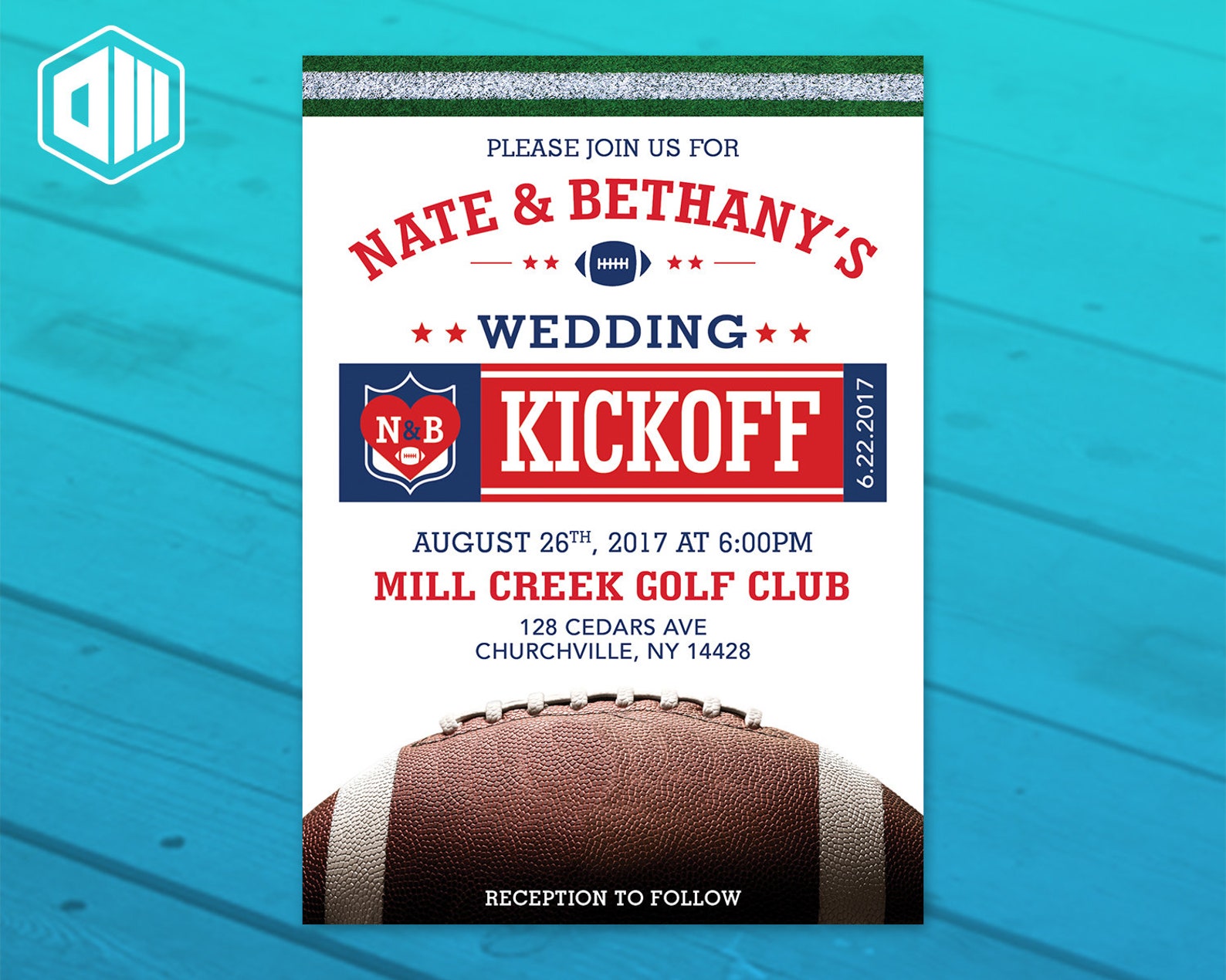 Printable Wedding Invitation Suite / Football Wedding Invite Set ...