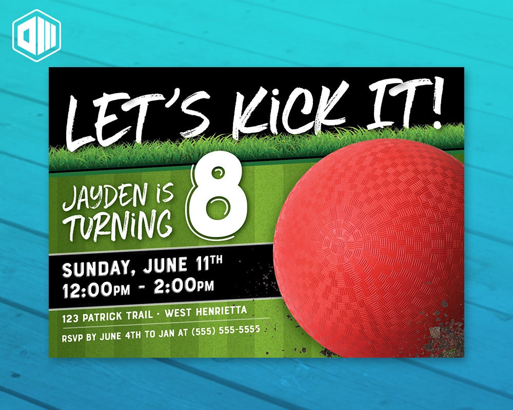 Kickball - Let's Kick It! Birthday Invitation | 5x7 or 4x6 | Kickball ...