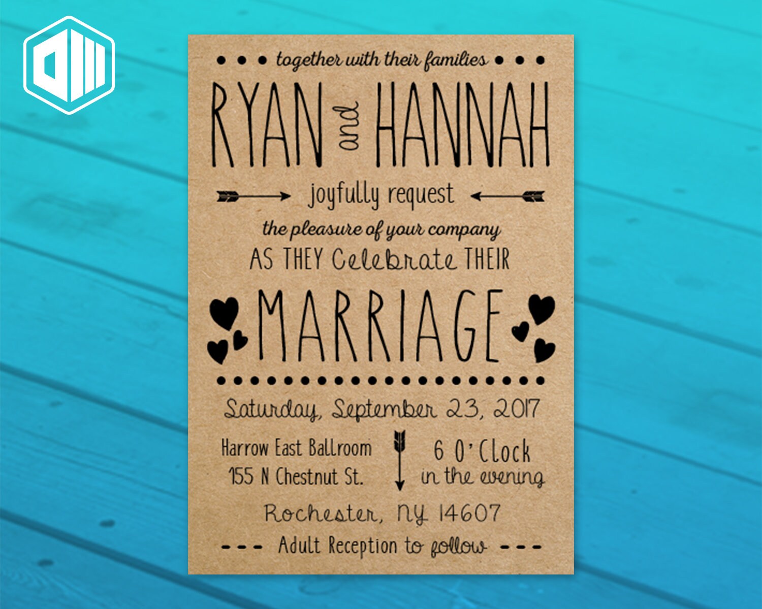 Printable Wedding Invitation Suite / Brown Craft Paper Wedding Invite ...