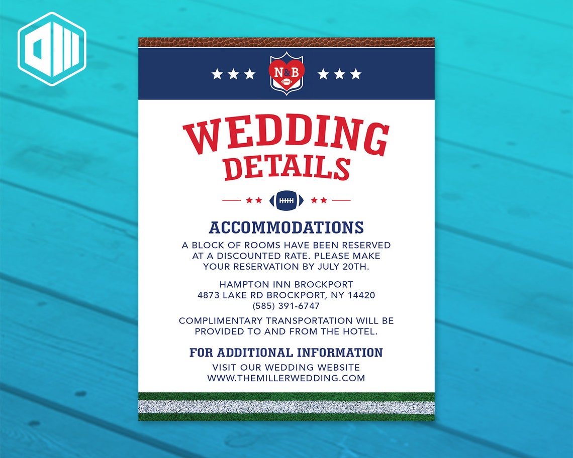 Printable Wedding Invitation Suite / Football Wedding Invite Set ...