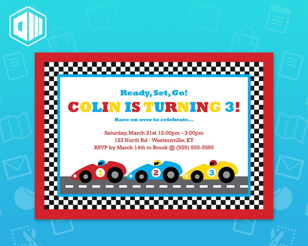 Race Car Birthday Invitation | Race Cars | Race Themed Birthday ...