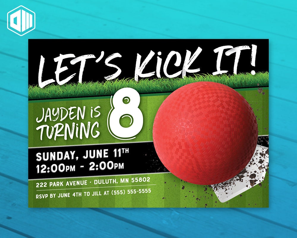 Kickball - Let's Kick It! Birthday Invitation | 5x7 or 4x6 | Kickball ...